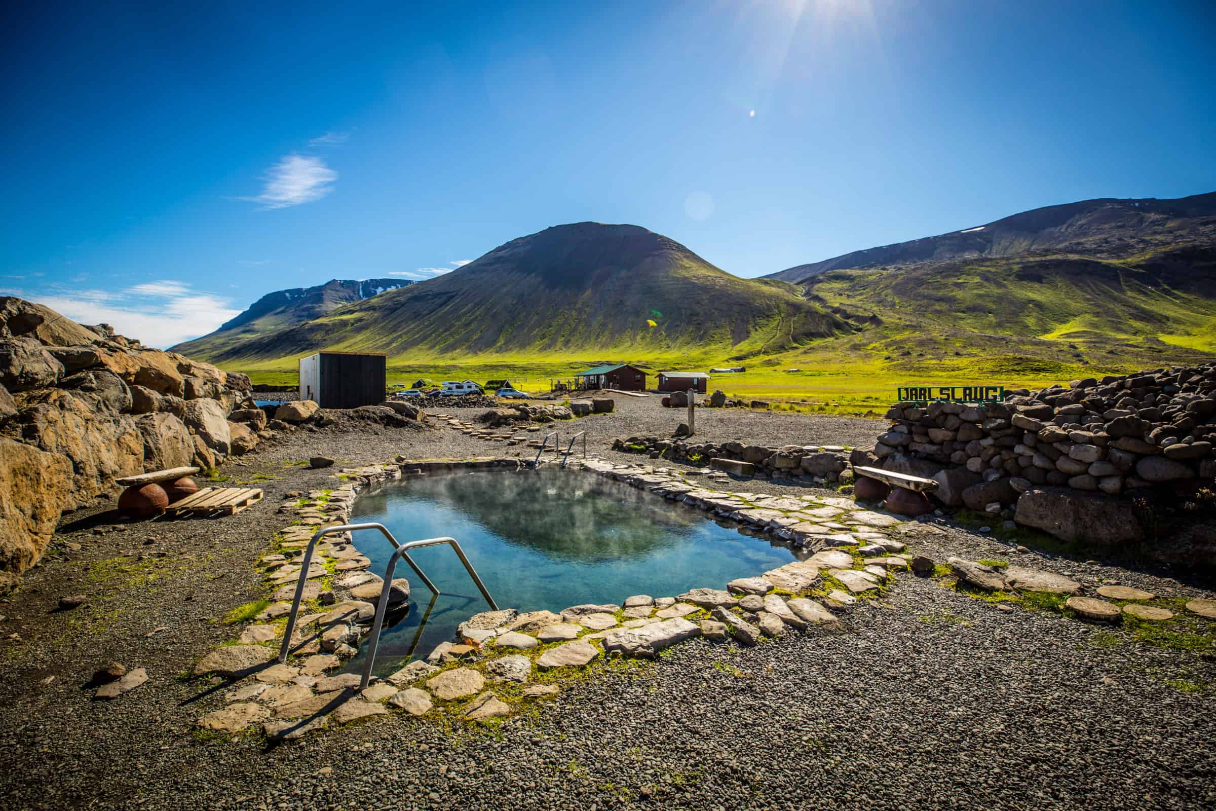 This legendary bathing spot, Grettislaug in Skagafjordur in North ...